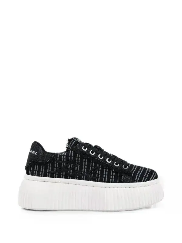 Karl Lagerfeld Bouclé-knit Frayed Sneakers - Black
