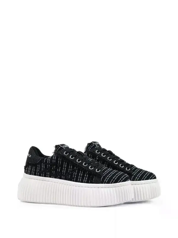 Karl Lagerfeld Bouclé-knit Frayed Sneakers