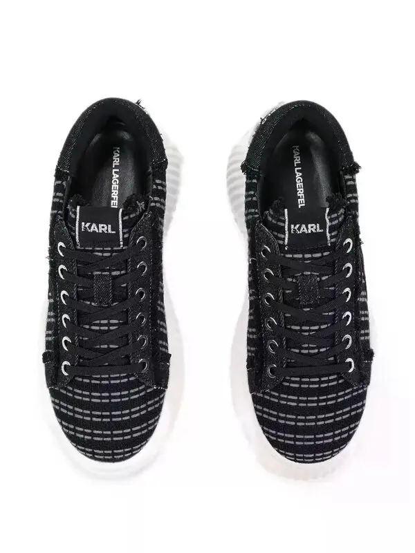 Karl Lagerfeld Bouclé-knit Frayed Sneakers