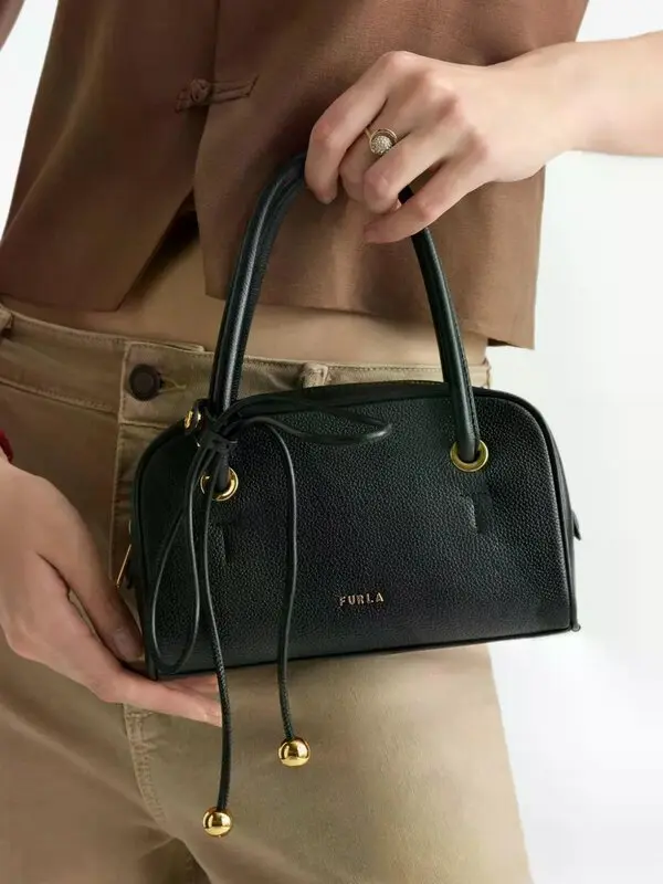 Furla Dome Grain-leather Tote Bag - Black