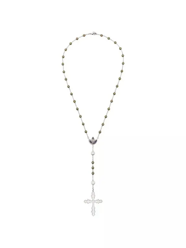 DARKAI Embellished Cross Pendant Necklace - Silver