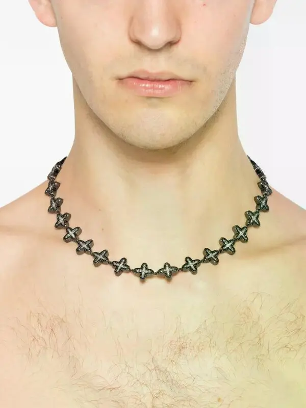 DARKAI Crystal-embellished Cross-link Necklace