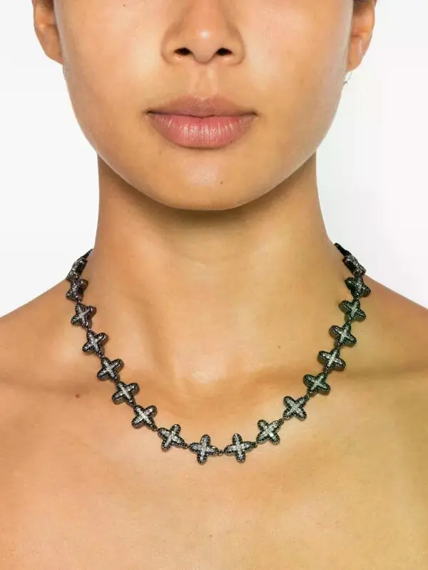 DARKAI Crystal-embellished Cross-link Necklace