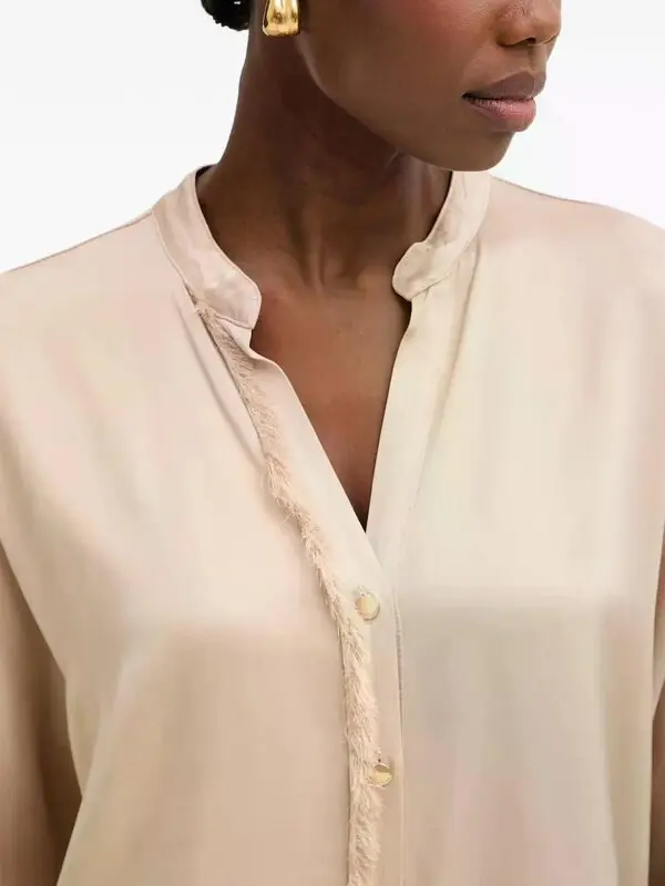 FRACOMINA Beige Frayed Trim Blouse - Neutrals