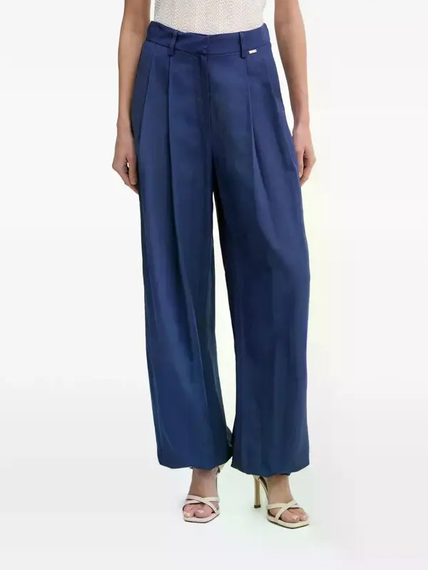 FRACOMINA Pleated Wide-leg Trousers - Blue