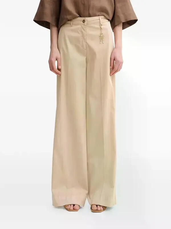FRACOMINA Wide-leg Trousers With Charm Detail - Neutrals