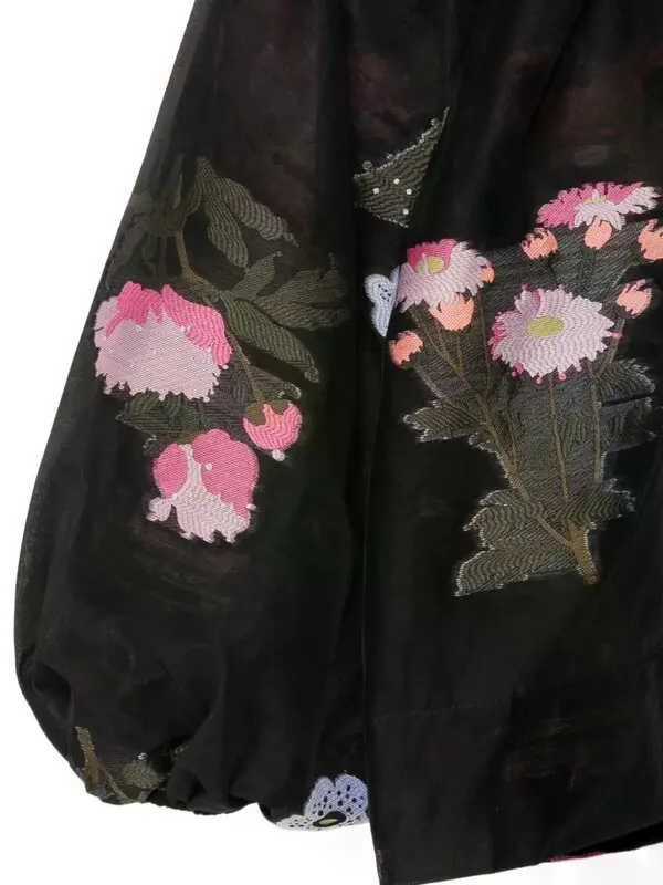 Cynthia Rowley Embroidered Puff-sleeve Blouse