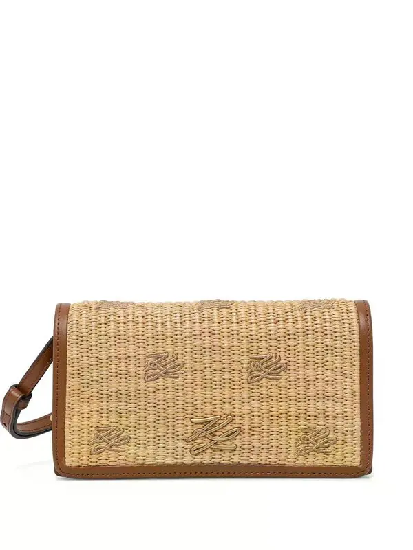 Karl Lagerfeld K/autograph Logo Embroidered Woven Cross Body Bag - Neutrals