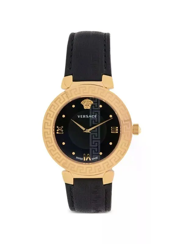 Versace Medusa-motif Watch With Greca-embellished Bezel - Black