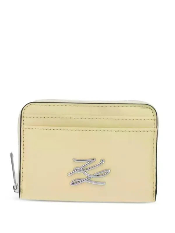 Karl Lagerfeld Small K/autograph Logo-plaque Cardholder Wallet - Yellow