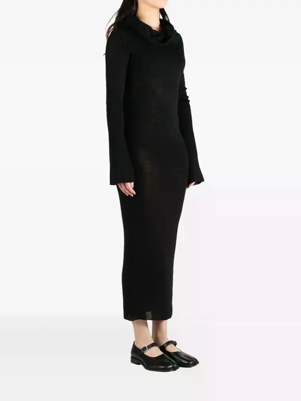 ANN DEMEULEMEESTER Cowl Neck Long Sleeve Maxi Dress - Black