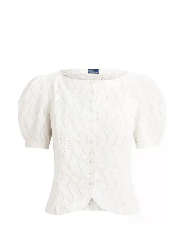 Polo Ralph Lauren Broderie Anglaise Puff-sleeve Shirt - White