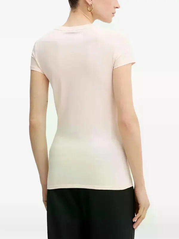 Armani Exchange Logo Embroidered T-shirt - Pink