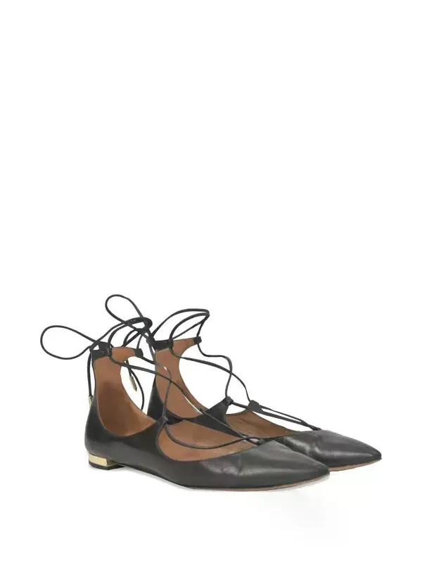 AQUAZZURA Christy Lace-up Ballet Flats - Black