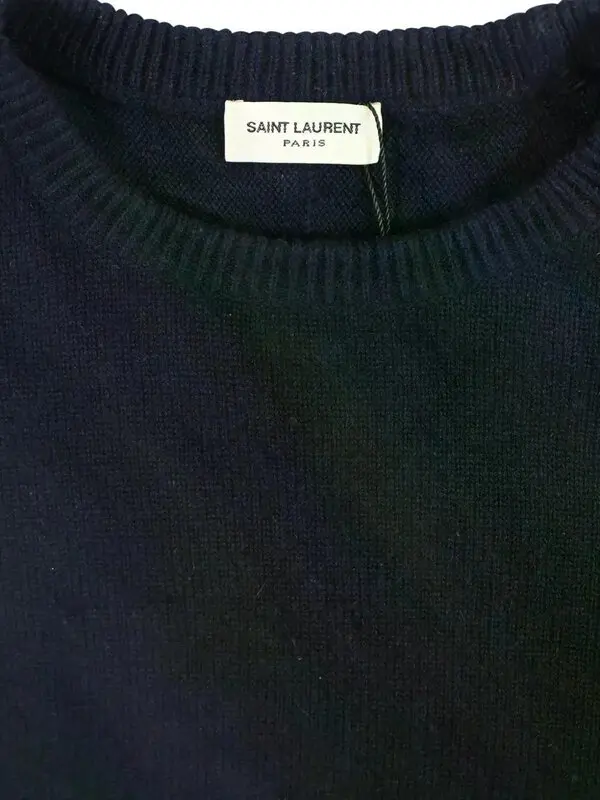 Saint Laurent Navy Wool Crew Neck Sweater