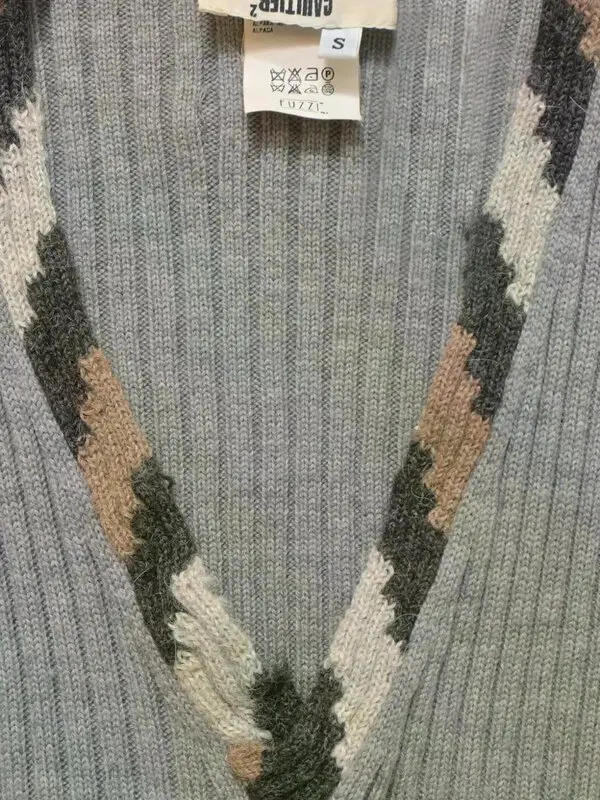 JEAN PAUL GAULTIER Ribbed Knit V-neck Sweater