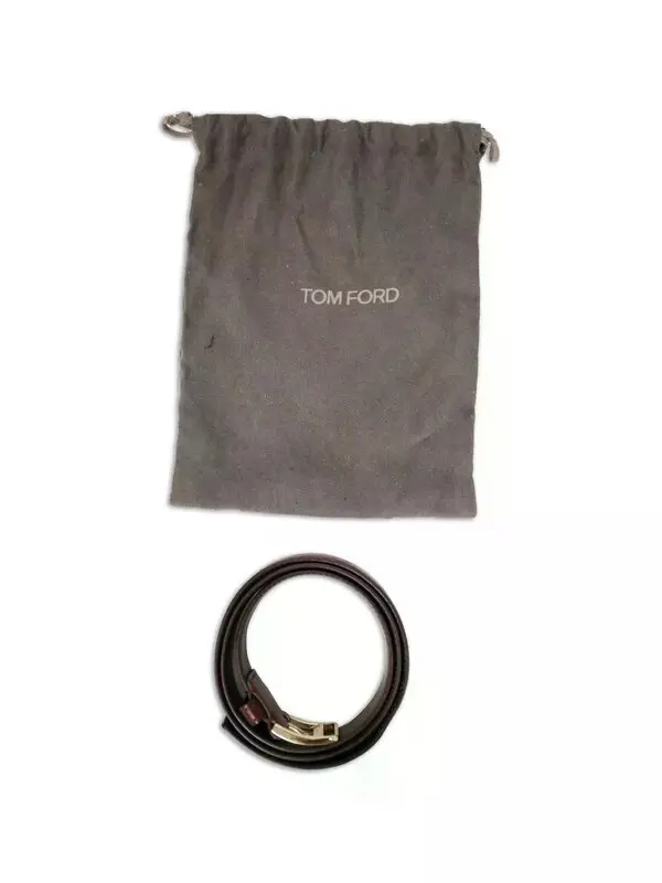 TOM FORD Leather Belt With Gold-tone Buckle