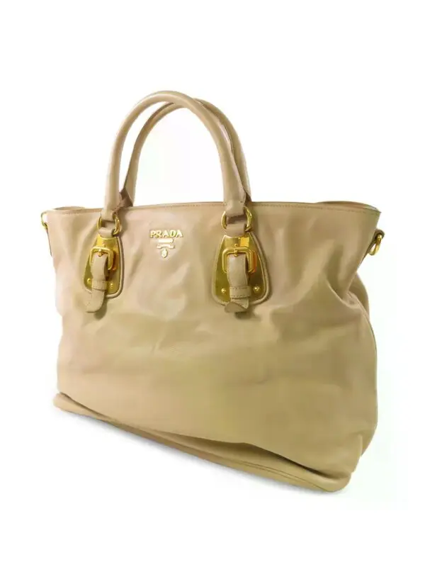 Prada Buckle Detail Leather Tote Bag
