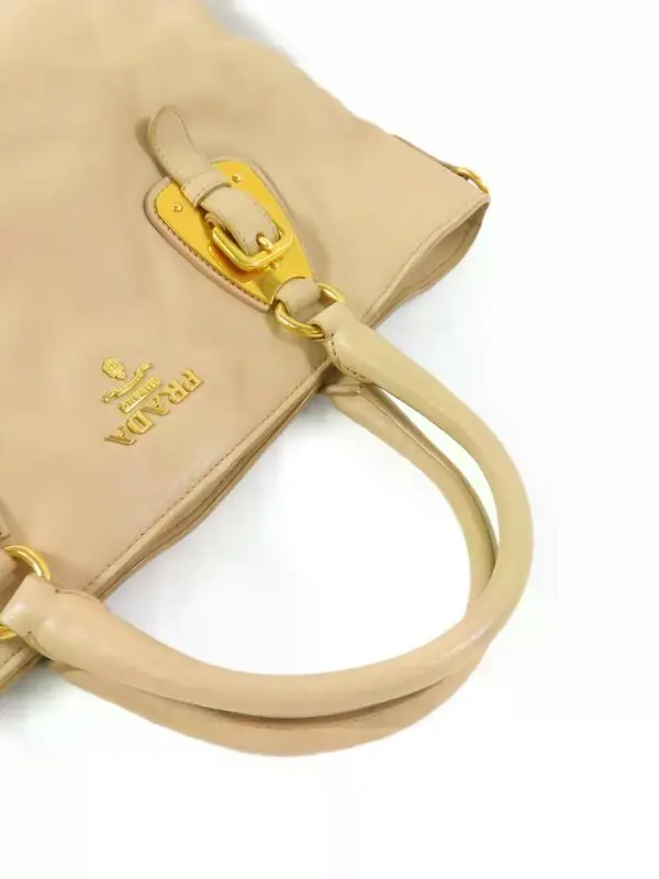 Prada Buckle Detail Leather Tote Bag