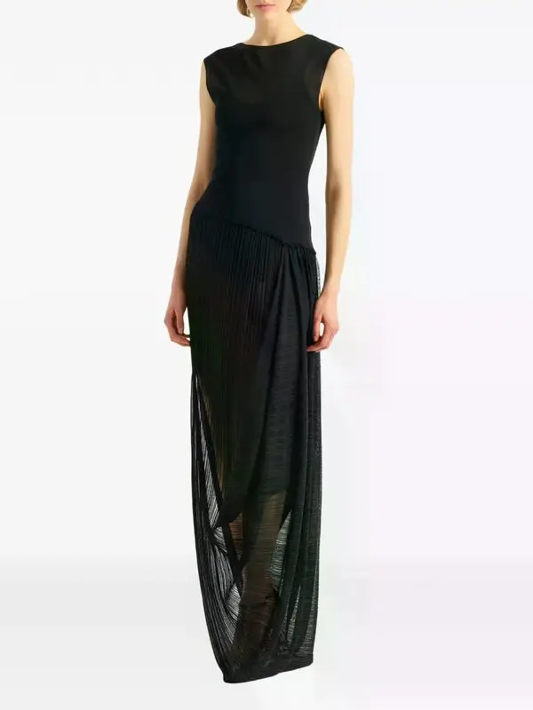 Balmain Long Draped Viscose Dress