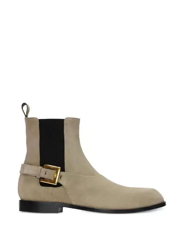 Balmain Anthem Chelsea Boots In Suede Leather - Neutrals