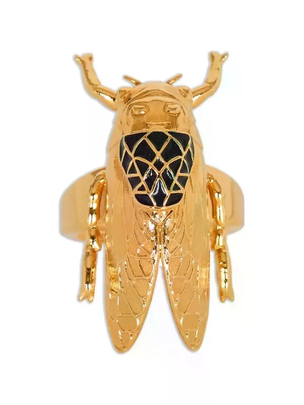 Balmain Brass And Enamel Insect Ring - Gold