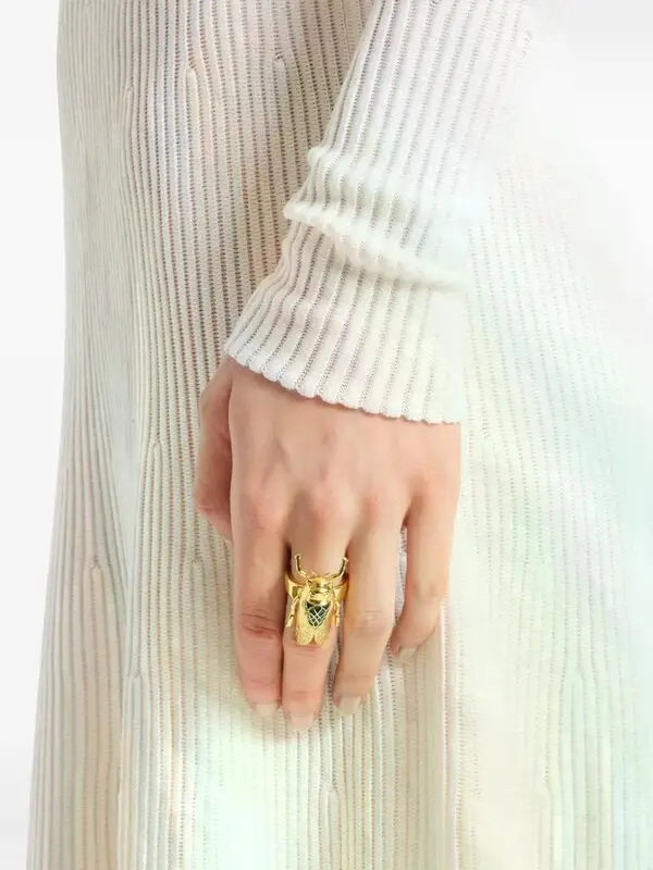 Balmain Brass And Enamel Insect Ring