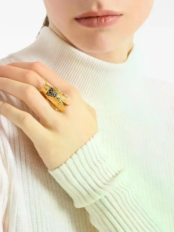 Balmain Brass And Enamel Insect Ring