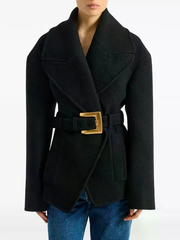 Balmain Belted Wool Pea Coat