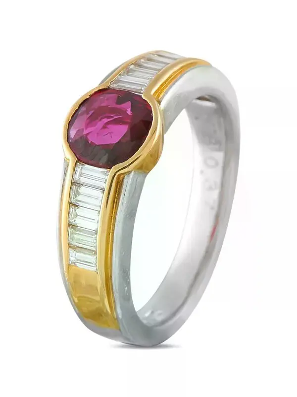 LB EXCLUSIVE Ruby And Diamond Ring In 18k Yellow Gold And Platinum