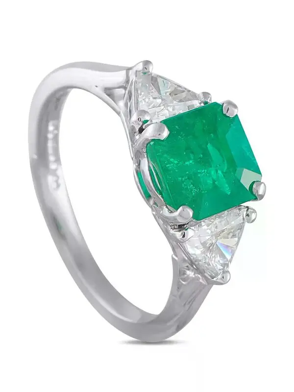 LB EXCLUSIVE Emerald And Diamond Ring In Platinum - Silver