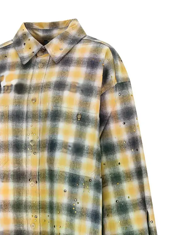 Destin Name Nelson Check-pattern Crystal-embellished Shirt - Yellow