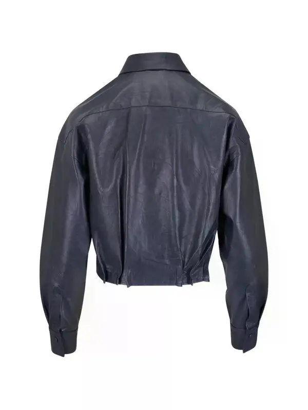 ODEEH Pleated Leather Jacket
