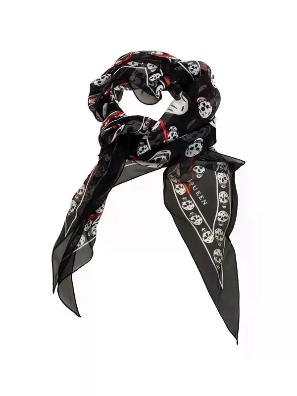 Alexander McQueen Skull-print Asymmetrical Scarf - Black