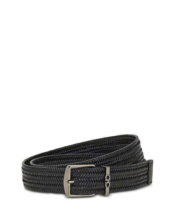 FERRAGAMO Braided Leather Belt - Nero