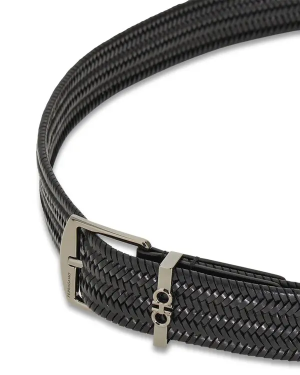 FERRAGAMO Braided Leather Belt - Nero