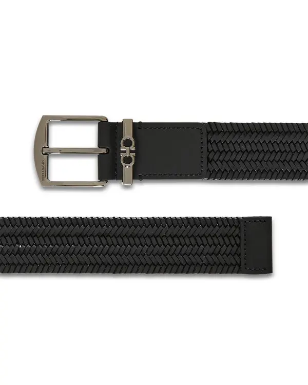 FERRAGAMO Braided Leather Belt - Nero