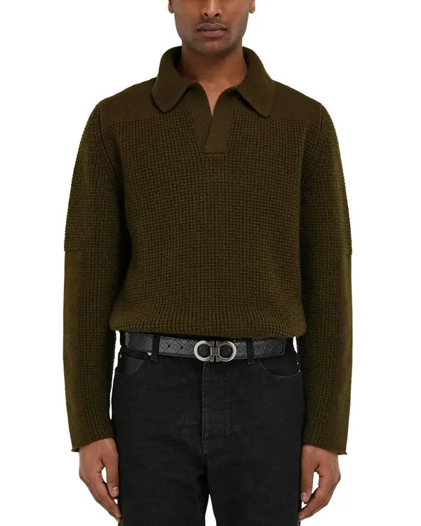 FERRAGAMO Oversized Double Gancini Reversible Leather Belt