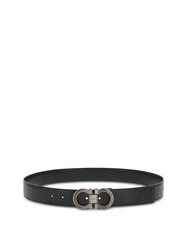 FERRAGAMO Oversized Double Gancini Reversible Leather Belt