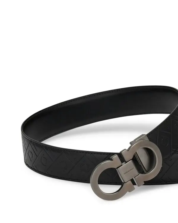 FERRAGAMO Oversized Double Gancini Reversible Leather Belt