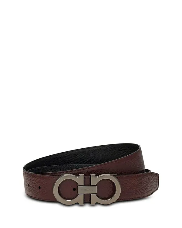 FERRAGAMO Double Gancini Reversible Leather Belt - Cordovan
