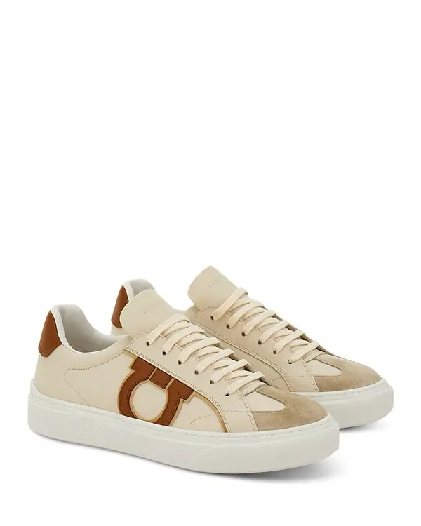FERRAGAMO Low Top Sneakers In Leather And Suede - Spiaggia