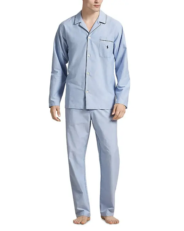 Polo Ralph Lauren Woven Oxford Long Sleeve Pajamas - Brown/black/cream