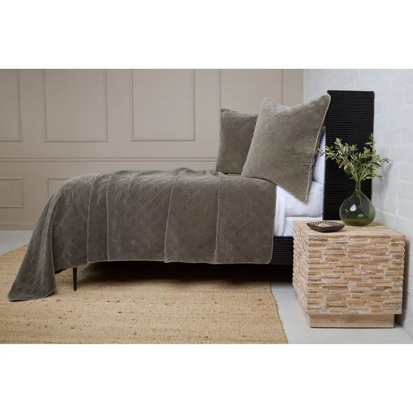 POM POM AT HOME Brussels Velvet Quilted Oversized Euro Sham - Pewter