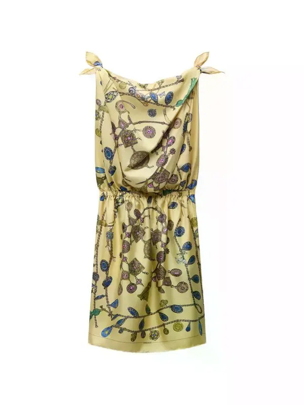 Versace Printed Cowl Neck Mini Dress