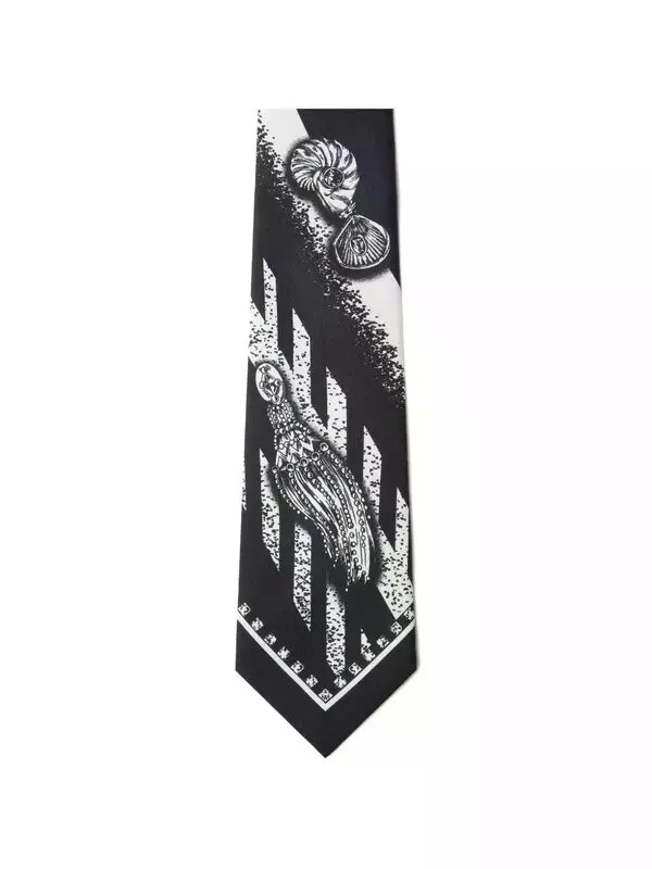 Versace Graphic Print Neck Tie - Black
