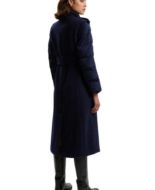 Karen Millen Wool High Neck Puffer Belted Midi Coat
