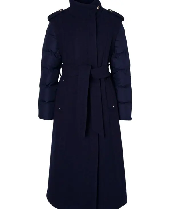 Karen Millen Wool High Neck Puffer Belted Midi Coat