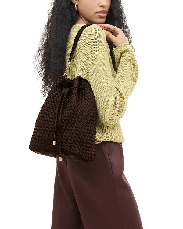 NAGHEDI Mercer Woven Bucket Bag - Chocolate