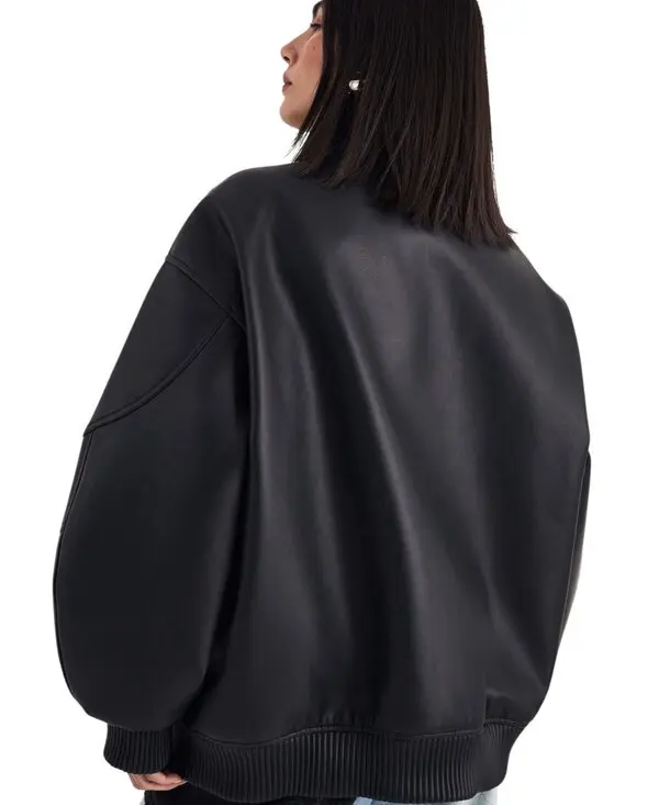 Nasty Gal Longline Faux Leather Bomber Jacket